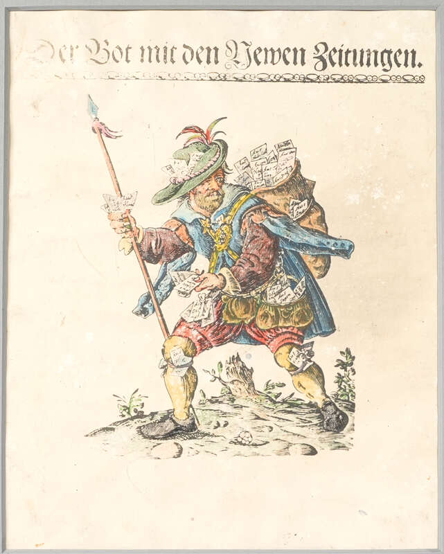 Archivalie, Druckgraphik Der Bote mit den neuen Zeitungen ...
