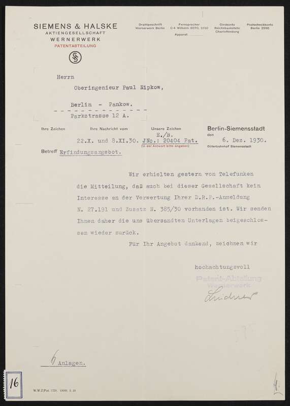 Schreiben zu Zusatz N 385.30 zu Patentanmeldung N 27191 VIII a / 21a¹ ...
