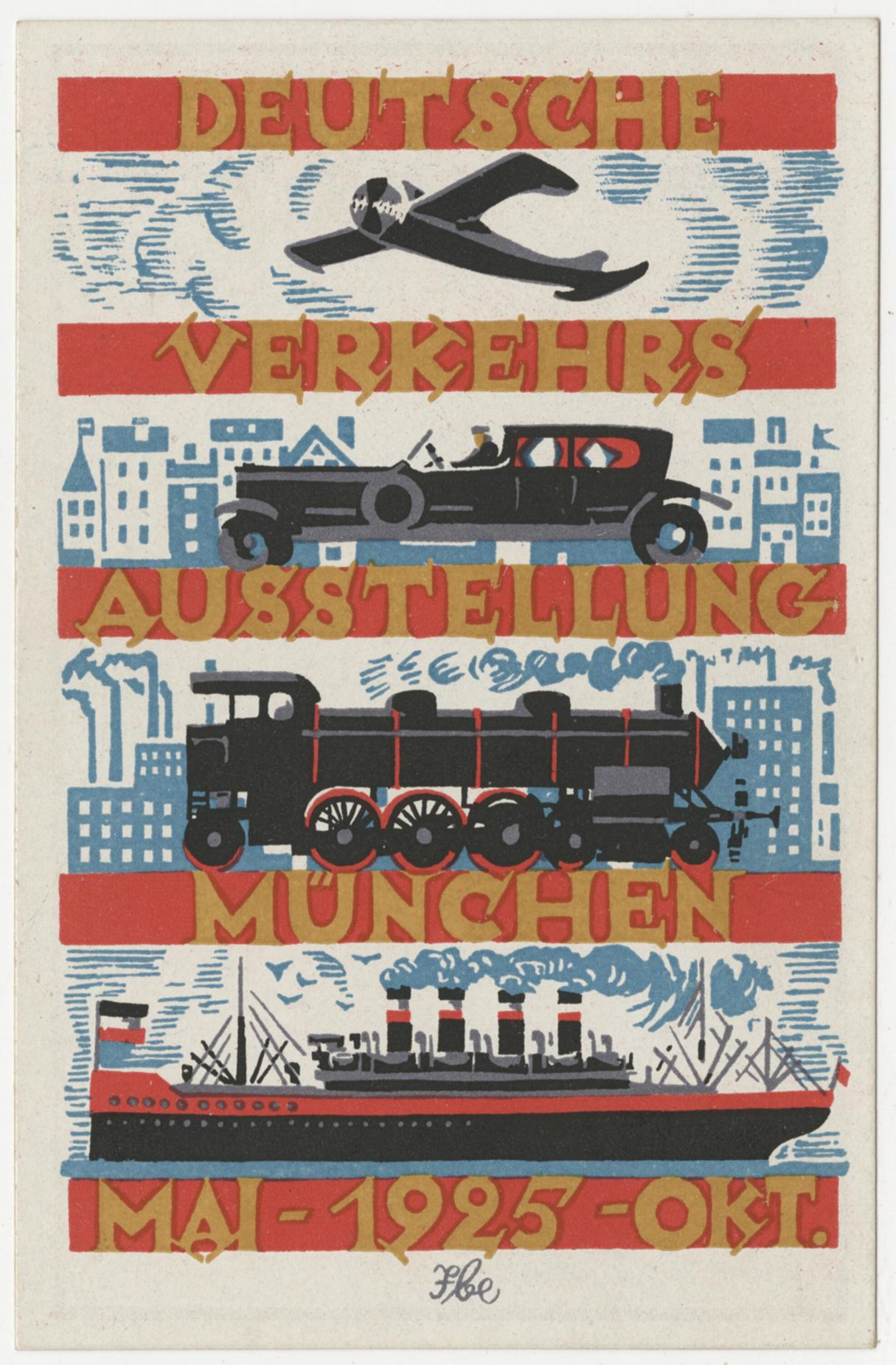 Ansichtspostkarte. Werbepostkarte für die Deutsche Verkehrs-Ausstellung ...