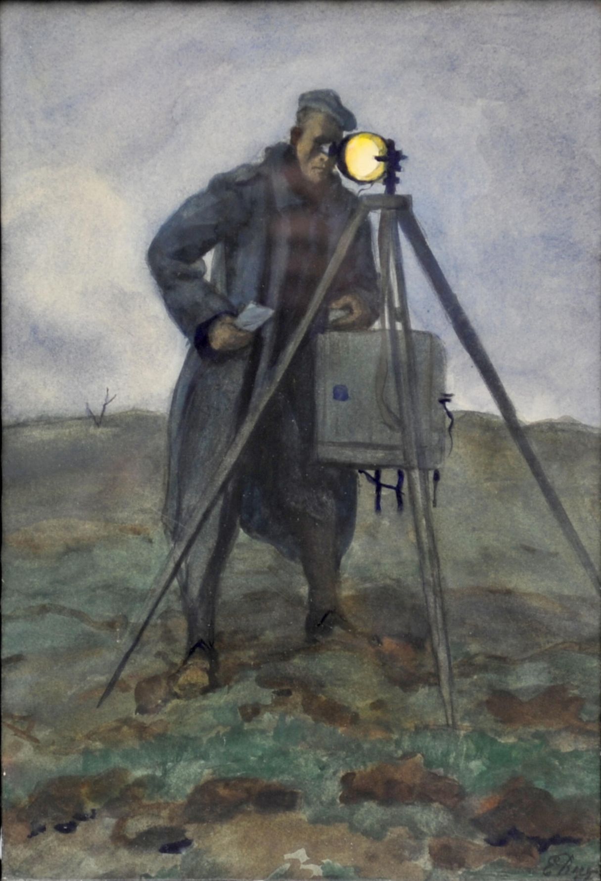 Aquarell Soldat beim Morsen - Onlinesammlung MSPT
