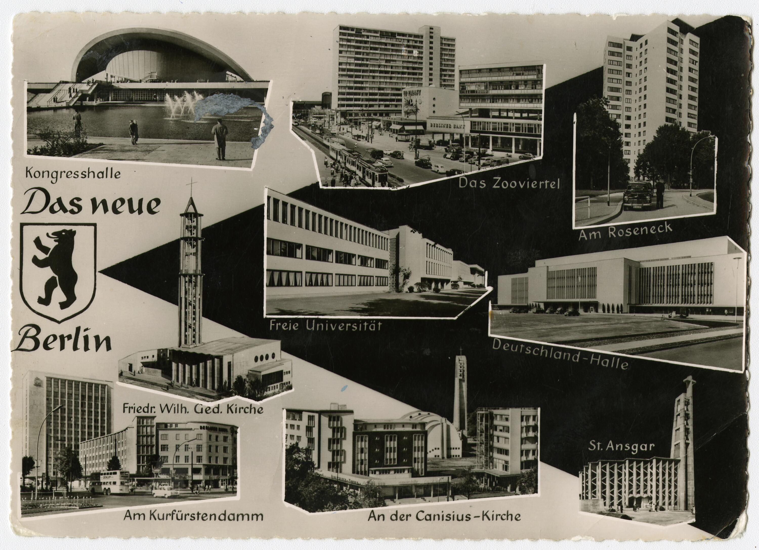 Ansichtspostkarte. Fotoansichtskarte, Das neue Berlin, Berlin/West ...