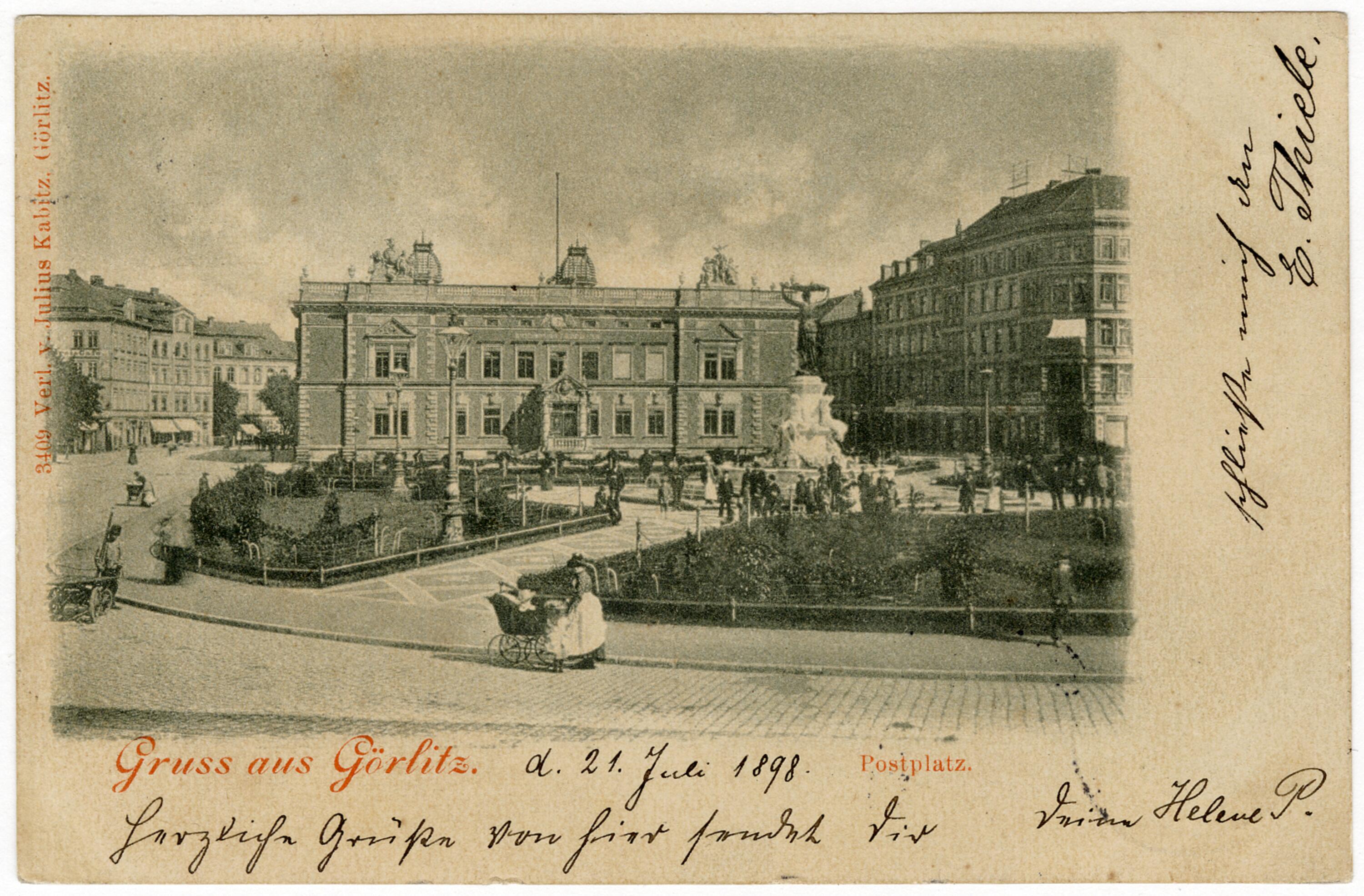 Ansichtspostkarte, Gruss aus Görlitz. Außenansicht des Postgebäudes der ...